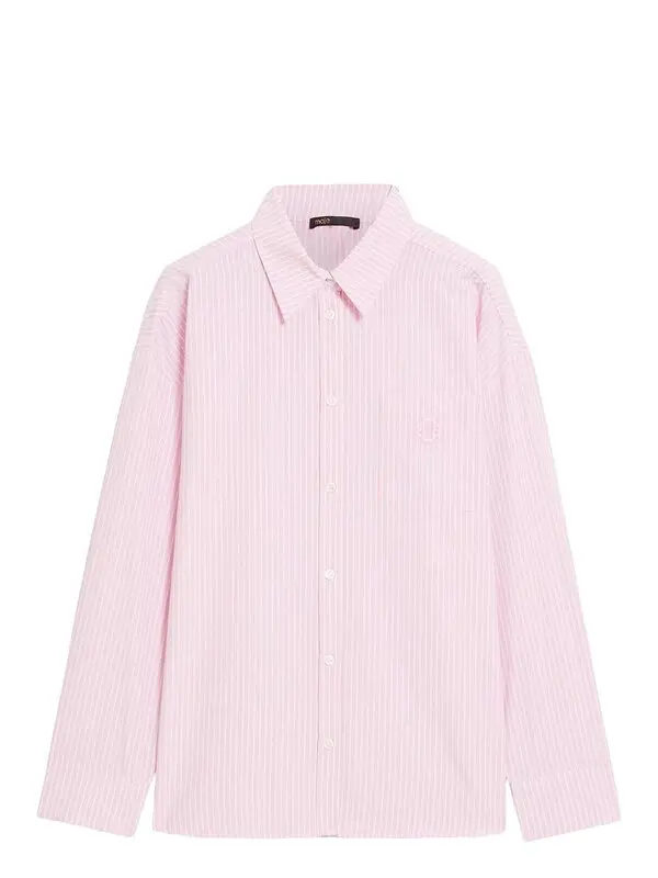 Maje Striped Cotton-blend Oxford Shirt - Baby Pink