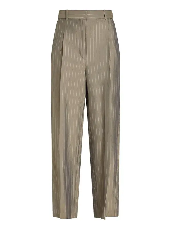 Sandro Pinstriped Twill Tapered Pants - Army Green