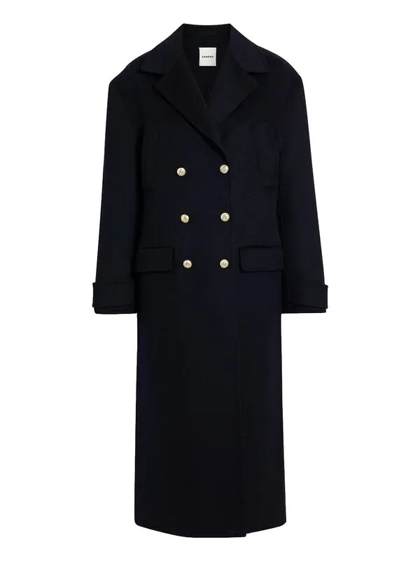 Sandro Double-breasted Wool-felt Coat - Midnight Blue