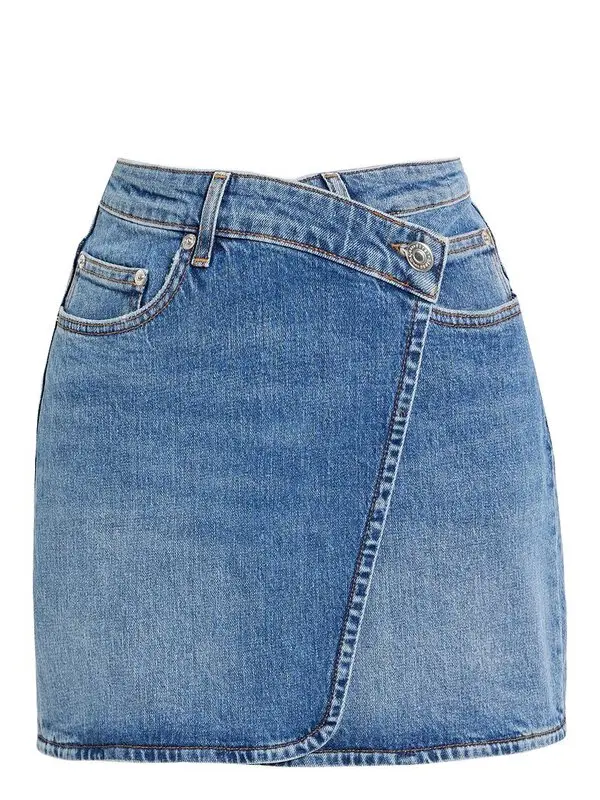 Maje Denim Mini Wrap Skirt - Mid Denim