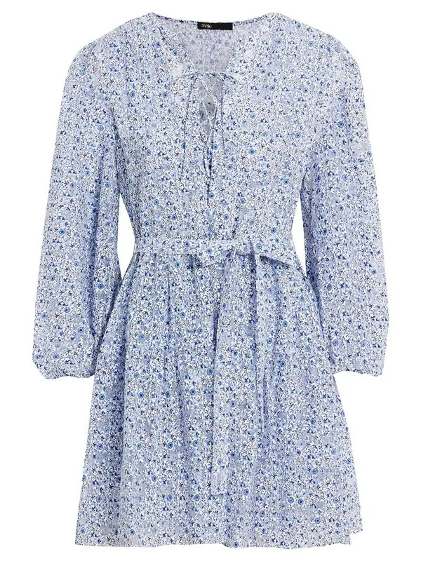 Maje Floral-print Woven Mini Dress - Light Blue