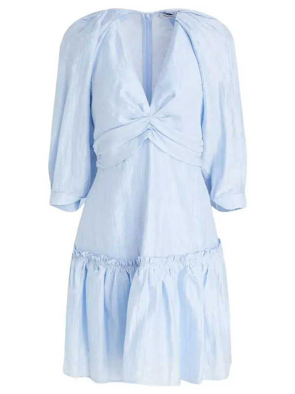 Sandro Ruffled Linen-blend Mini Dress - Sky Blue