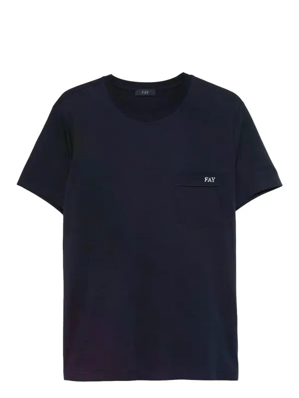 FAY Logo-embroidered T-shirt - Blue