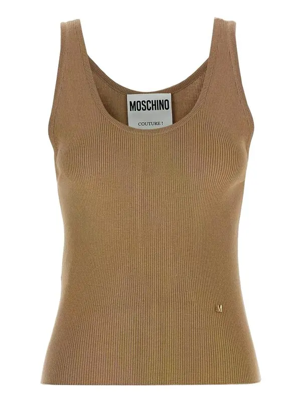 Moschino Ribbed Tank Top - Neutrals