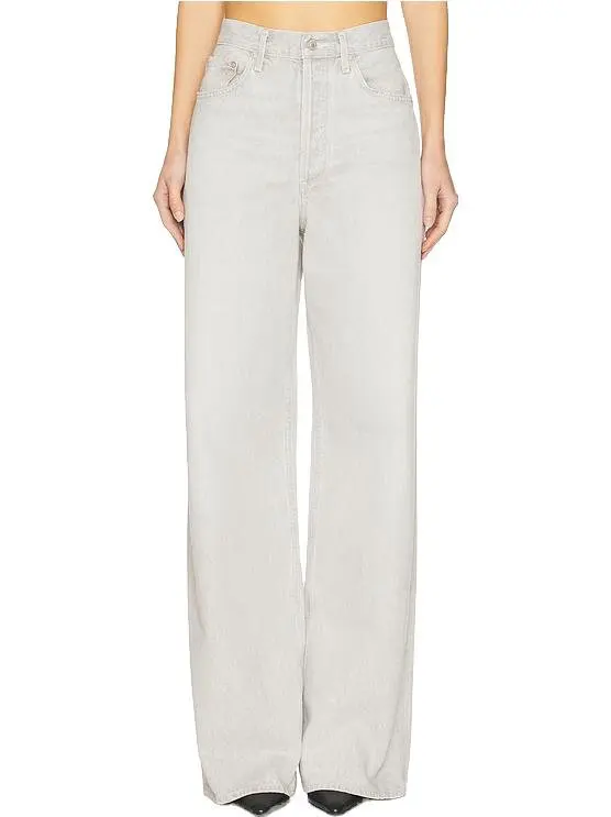AGOLDE Dame High Rise Wide Leg Jeans - Grey