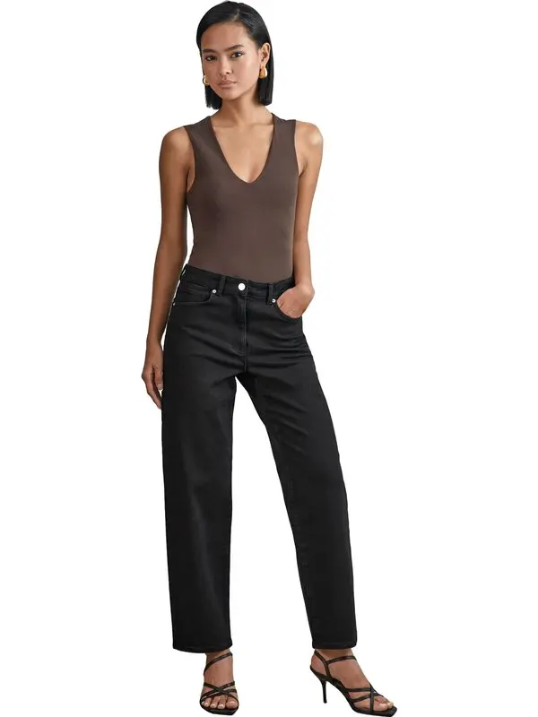 REISS Selin Petite Mid-rise Straight-leg Jeans - Black