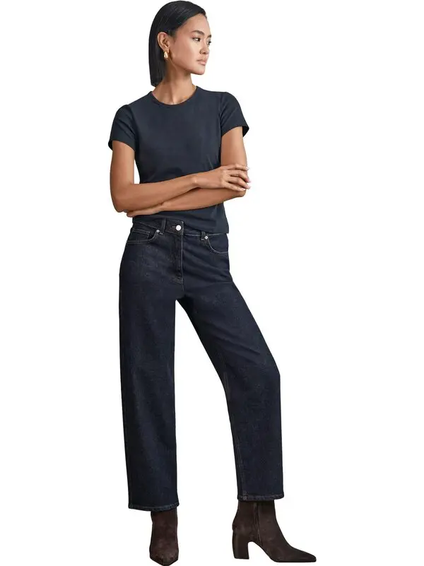 REISS Selin Petite Mid-rise Straight-leg Jeans - Dark Blue