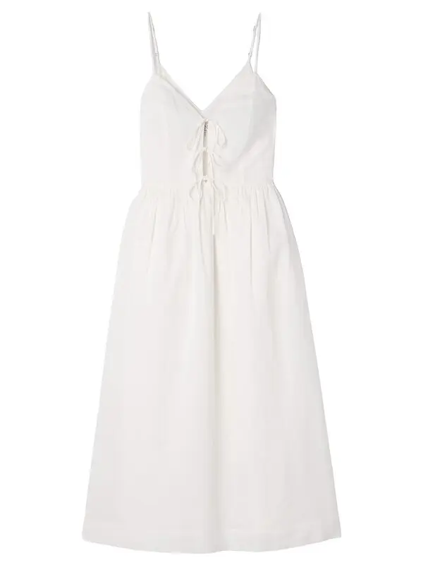 Sea Zora Pleated Cotton-blend Midi Dress - White