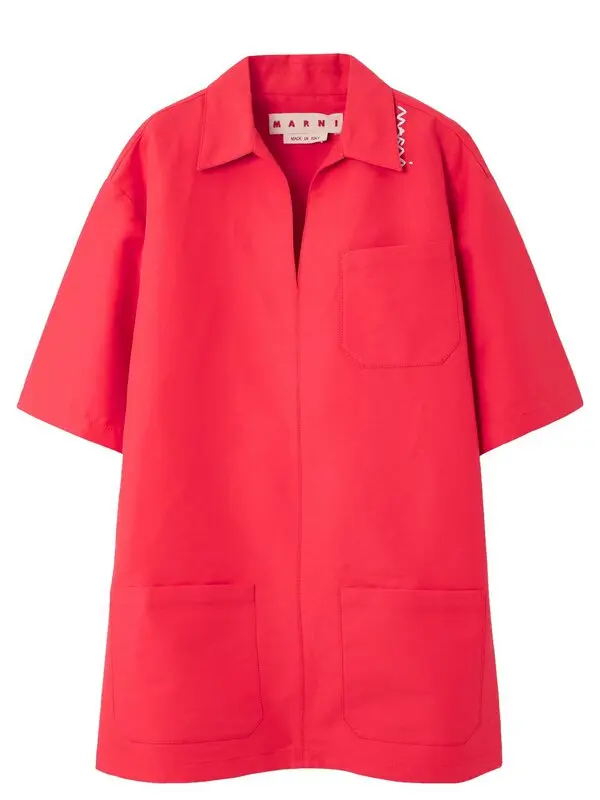 Marni Oversized Embroidered Mini Dress - Red