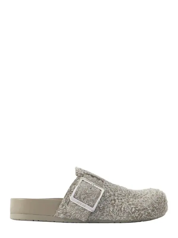 Loewe Ease Buckled Brushed-suede Mules - Gray
