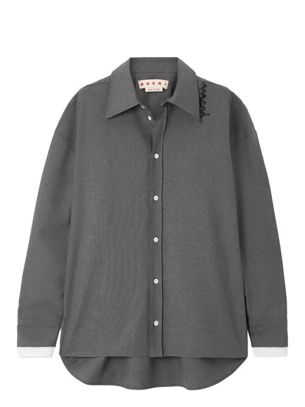 Marni Embroidered Wool Shirt - Gray