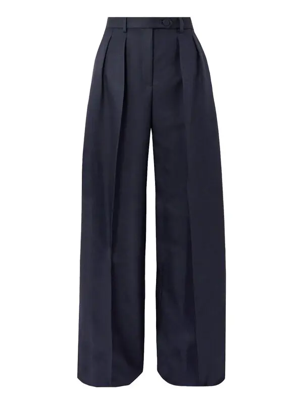 Loro Piana Devin Pleated Wide-leg Pants - Blue