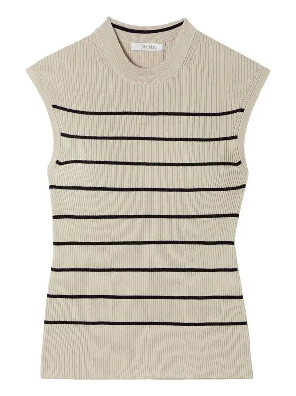 Max Mara Giara Striped Ribbed Tank - Neutrals