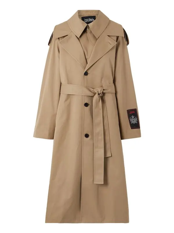 Jean Paul Gaultier Belted Layered Cotton-twill Trench Coat - Brown