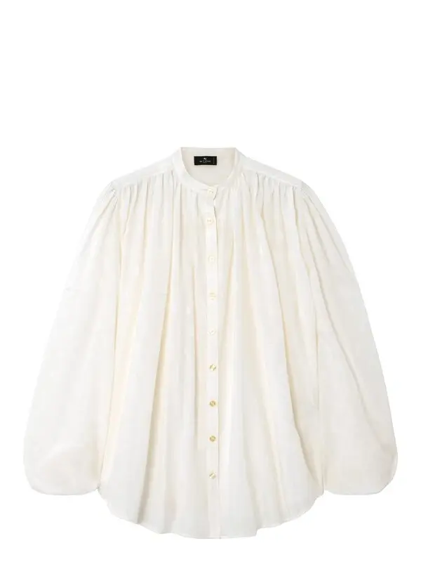 Etro Pleated Paisley-print Blouse - White