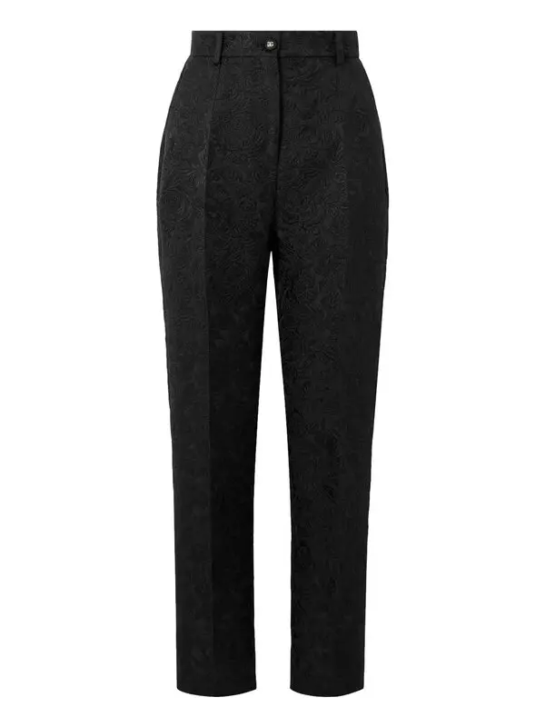 Dolce & Gabbana Floral-jacquard Matelassé Pants - Black