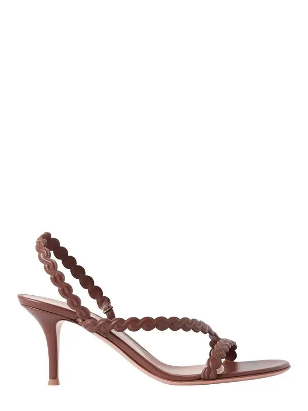 GIANVITO ROSSI 80 Leather Slingback Sandals - Brown