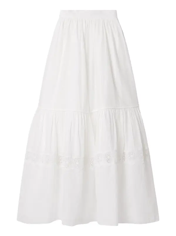 Aje Chant Crochet-trimmed Maxi Skirt - White