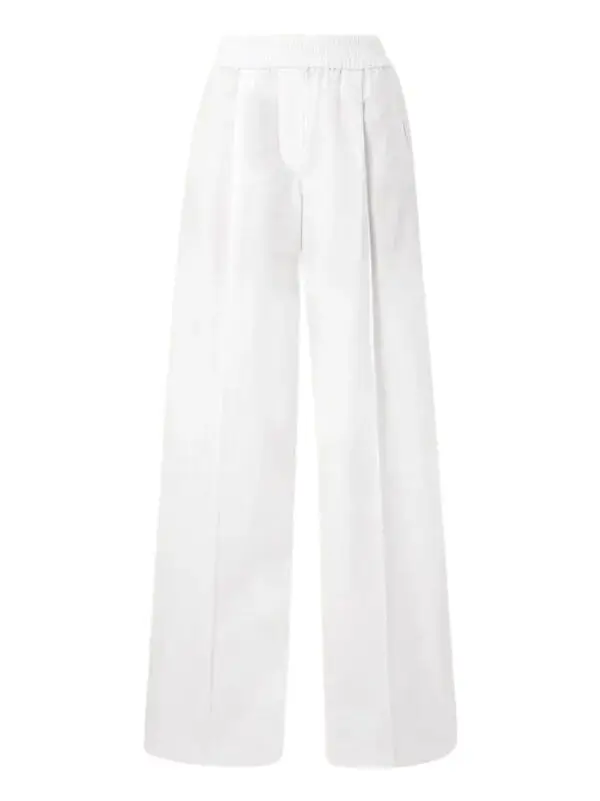 Brunello Cucinelli Pleated Wide-leg Twill Pants - White