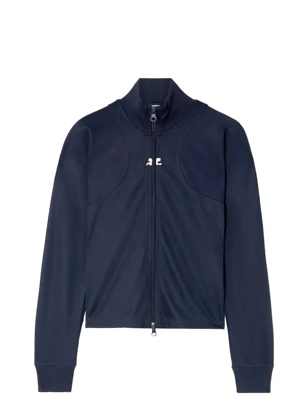 COURREGES Interlock Appliquéd Jersey Track Jacket - Blue