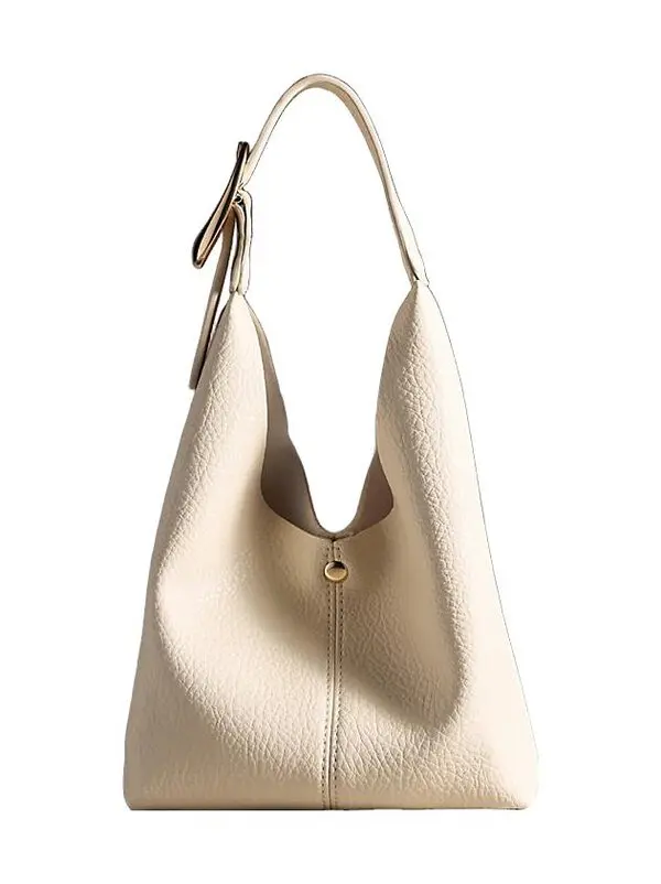 Anthropologie Love Knot Mini Buckle Slouchy Tote Bag - White