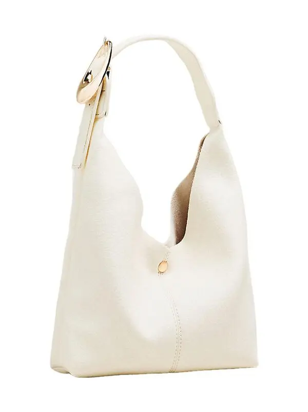 Anthropologie Love Knot Mini Buckle Slouchy Tote Bag - White