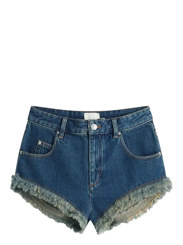 Isabel Marant Eneidao High Waisted Denim Shorts - Faded Blue