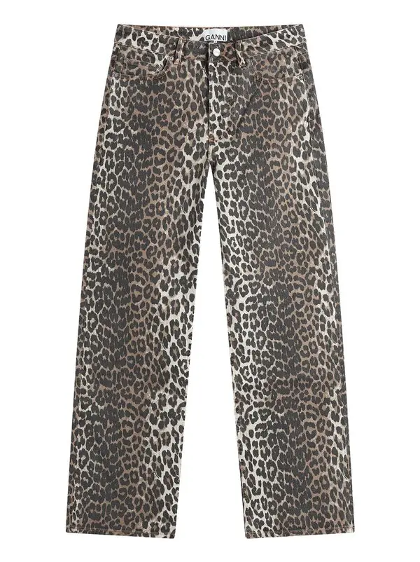 GANNI Izey Print Jeans - Leopard