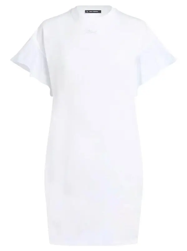 Karl Lagerfeld Ruffled-sleeved Dress - White