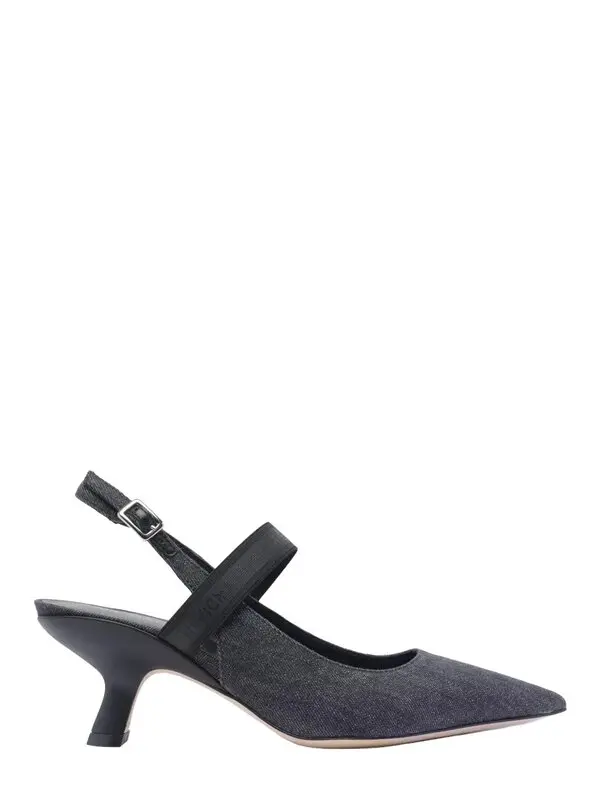 VIC MATIE Twill Slingback Pumps - Black