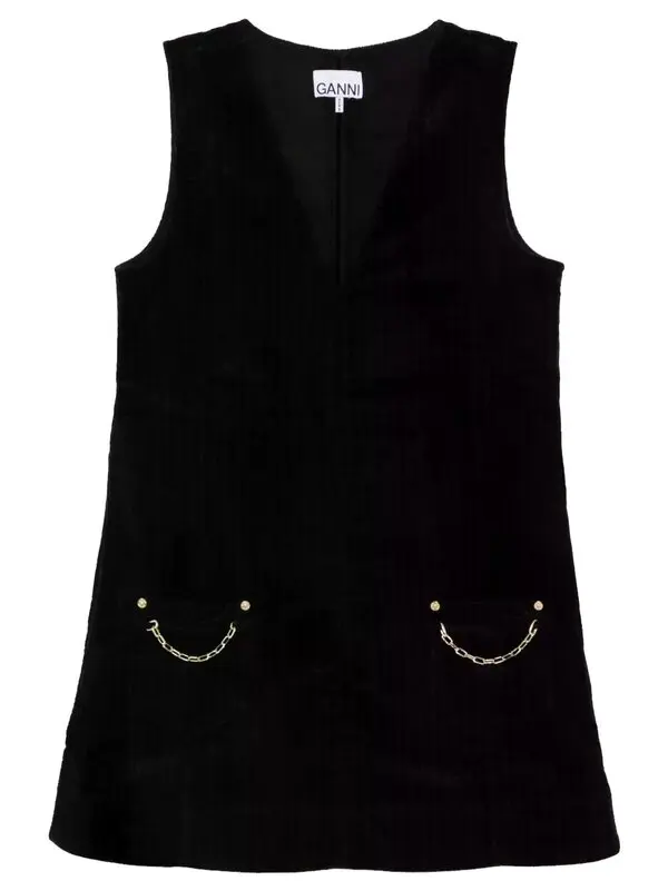 GANNI Corduroy Mini Dress - Black