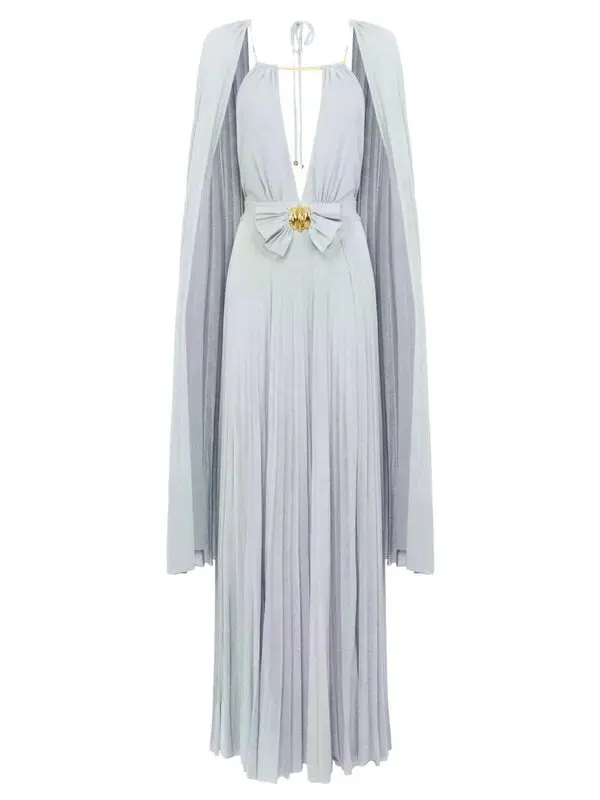 Elisabetta Franchi Cape-design Lurex Gown - Blue