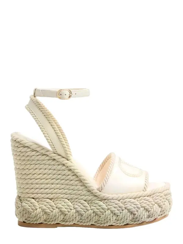 Valentino Garavani 130mm Vlogo Torchon Wedge Sandals - White