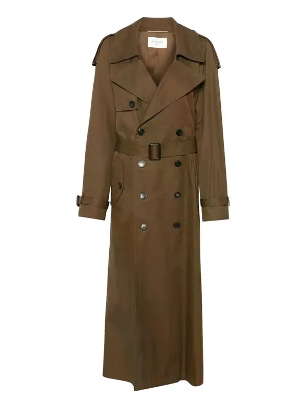 Saint Laurent Cotton Twill Trench Coat - Brown