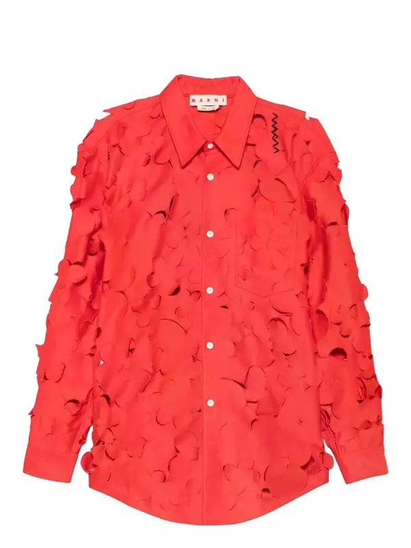 Marni Cut-out Detail Cotton Shirt - Red