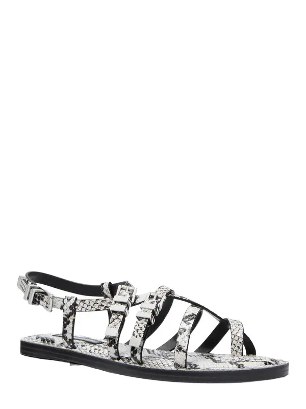 Michael Kors Darrington Snake Embossed Leather Sandals - Grey
