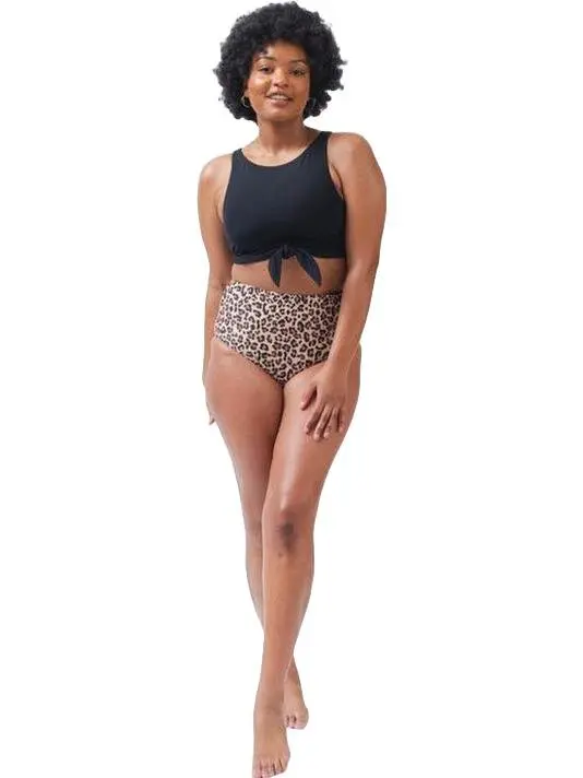 LIME RICKI SWIMWEAR Knotted Crop Top - Black
