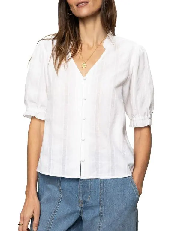 Sanctuary Cotton Button-up Top - White