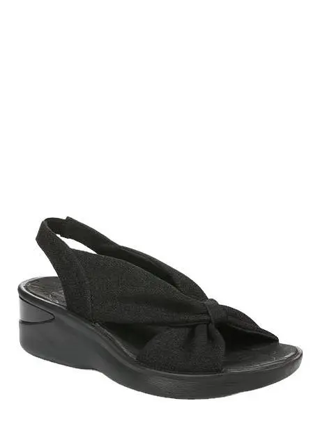 BZEES Serenade Slingback Wedge Sandal - Black Stretch Fabric