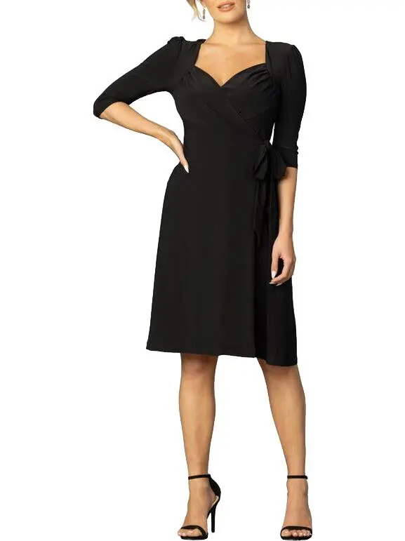 KIYONNA Sweetheart Midi Wrap Dress - Black Noir