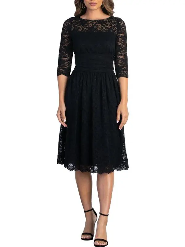 KIYONNA Luna Lace Cocktail Dress - Onyx