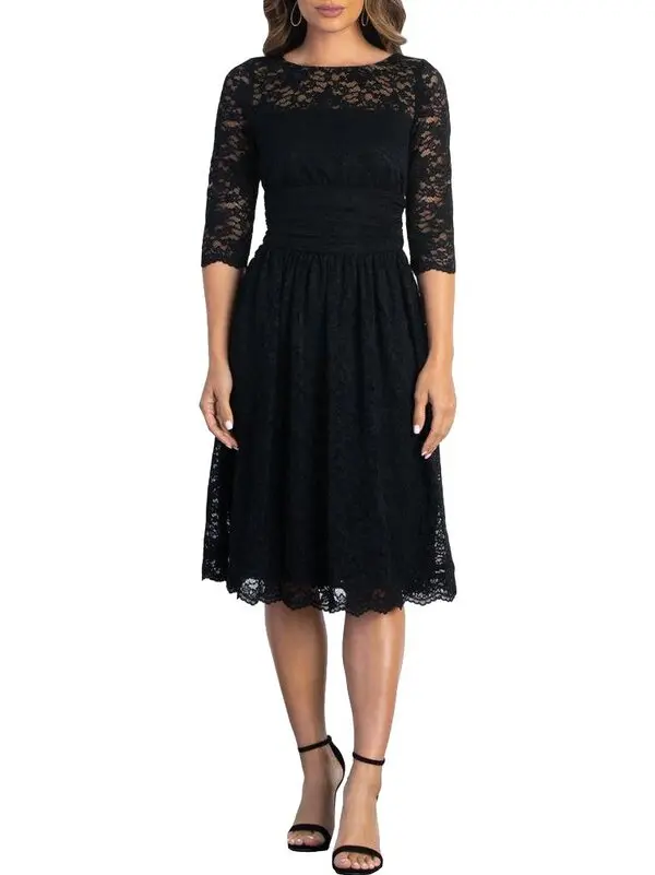 KIYONNA Luna Lace Cocktail Dress - Onyx