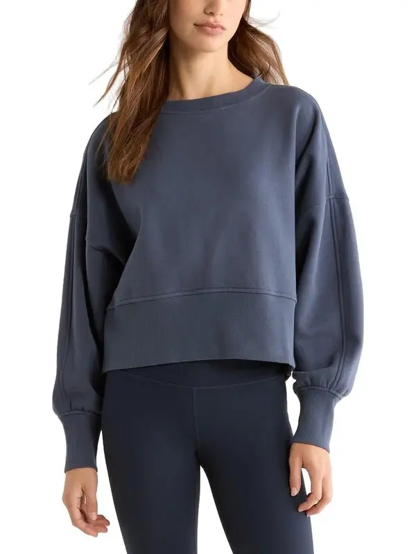 Zella Relaxed Fit Fleece Sweatshirt - Navy Armada