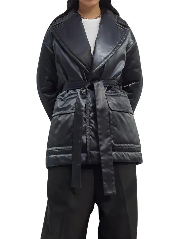 Caalo Satin Down Coat - Black