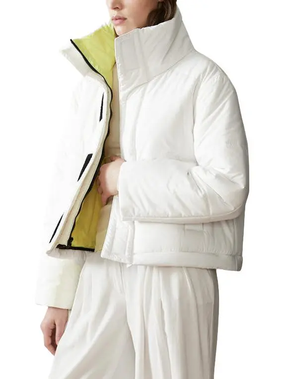 Caalo Reversible Cropped Down Coat - Winter White / Yellow