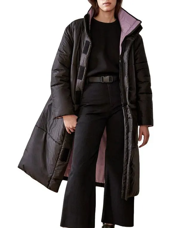 Caalo Reversible Convertible Down Coat - Black / Light Purple