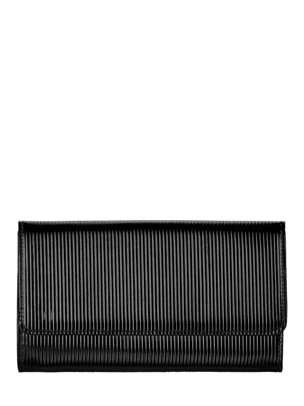 Gigi New York Bianca Embossed Stripe Leather Clutch - Black