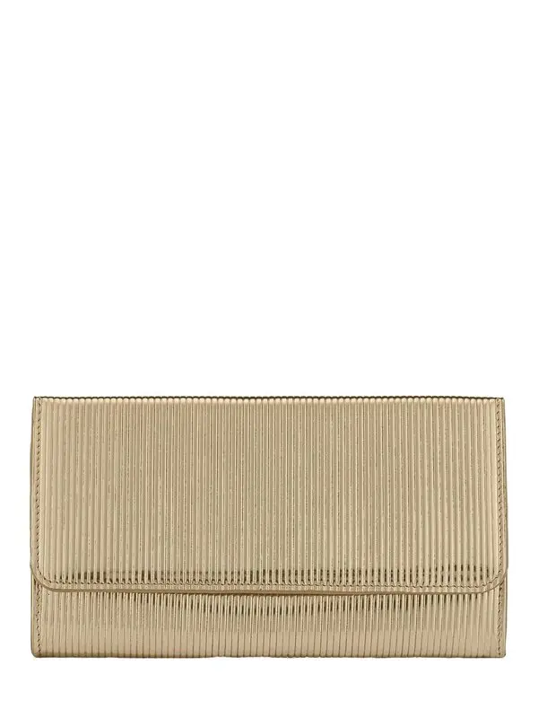 Gigi New York Bianca Embossed Stripe Leather Clutch - Gold