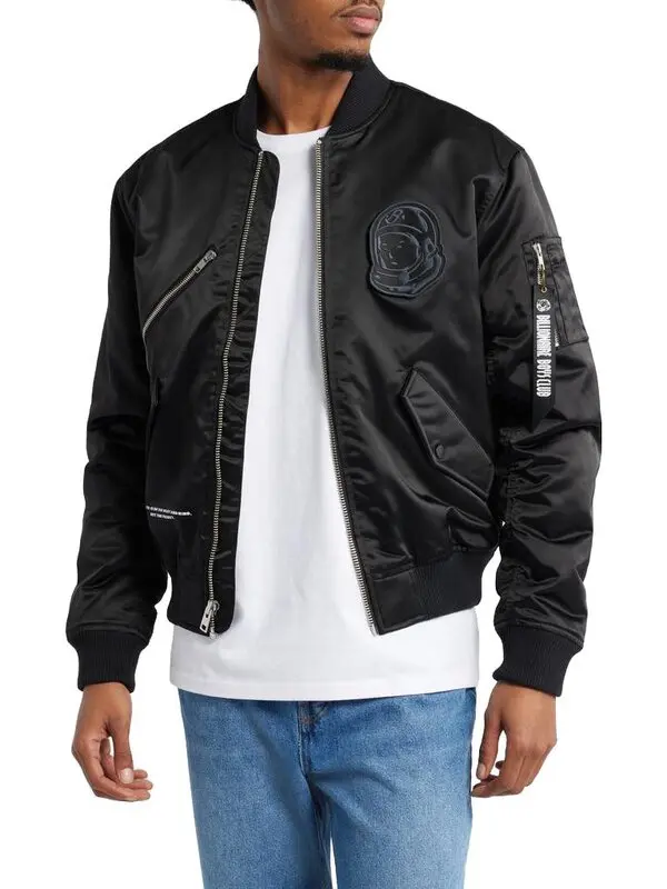 BILLIONAIRE BOYS CLUB Mercury Satin Bomber Jacket - Black