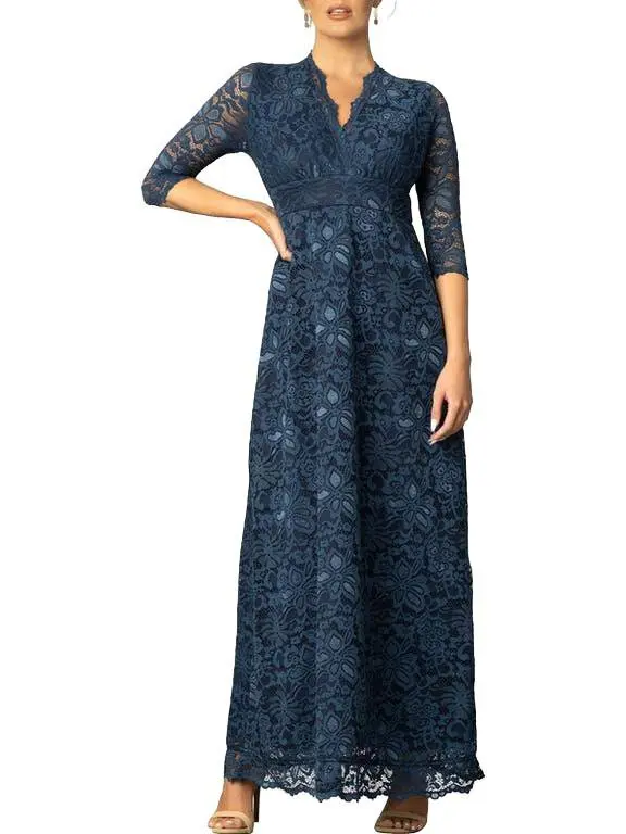 KIYONNA Maria Lace Gown - Nocturnal Navy